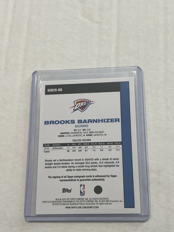 2025-26 Topps Basketball Brooks Barnhizer RC Rookie 45th Anniversary ...