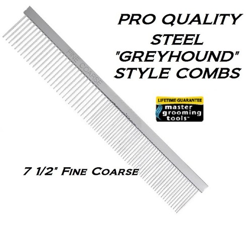 Master Grooming Tools Greyhound Style Steel FINE-COARSE COMB Pet Dog ...