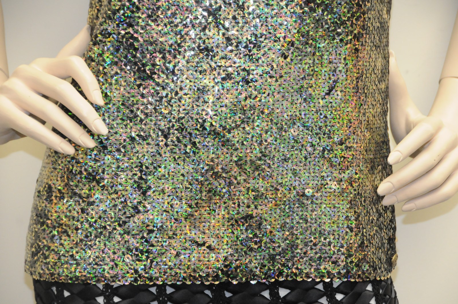 $3900 New Chanel Black Gold Sequined Holographic Top Blouse 38 40 For ...