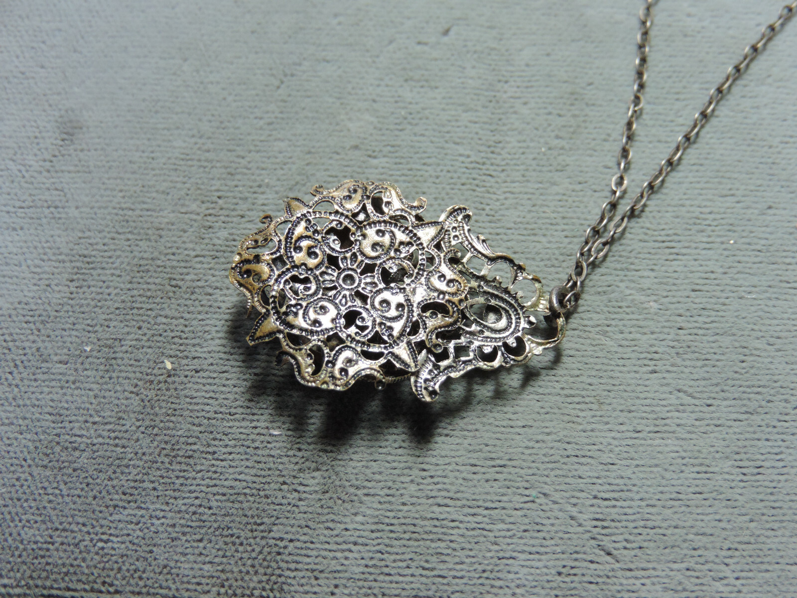 Victorian Revival Filigree Pendant Purple Rhinestone … - Gem