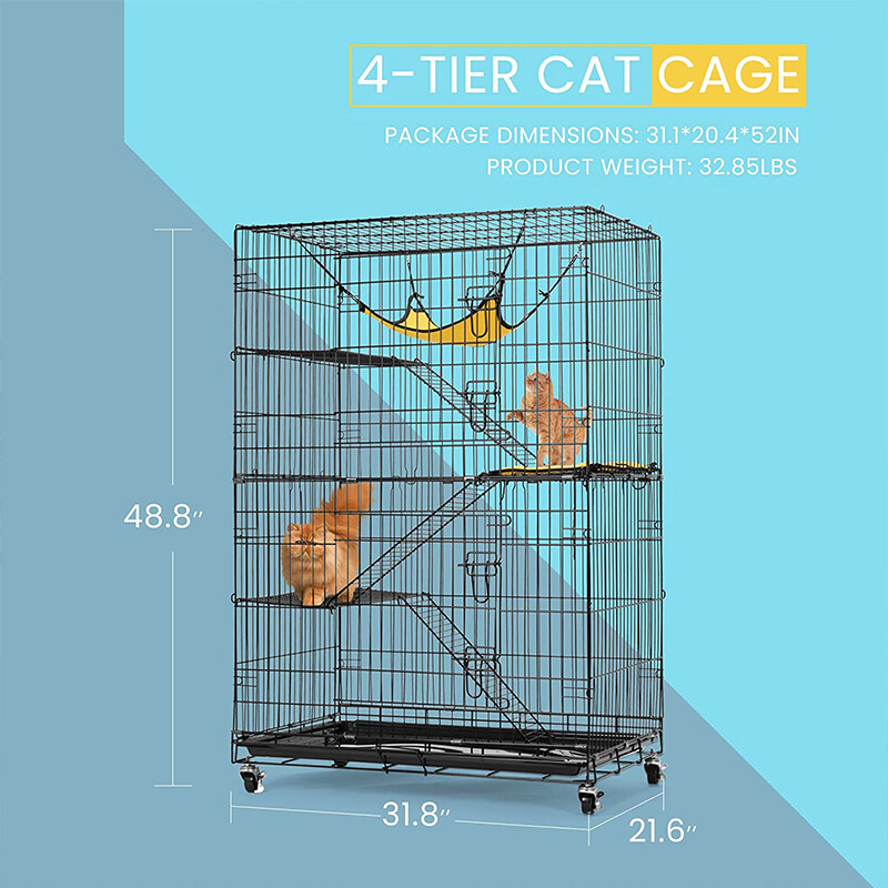 Catio 4-Tier Large Cat Cages Indoor Metal kitten Playpen Enclosure with ...