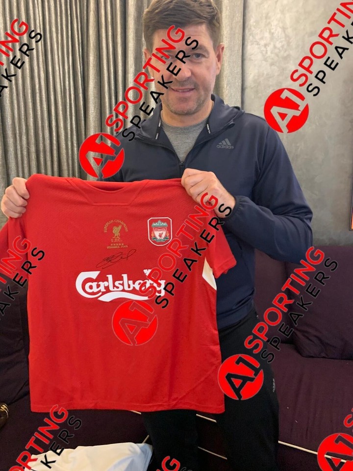 STEVEN GERRARD Hand Signed Liverpool 2005 Istanbul Shirt Framed COA £ ...