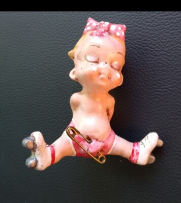 Vintage Freeman McFarlin Kewpie Crying w Roller Skates Figurine w ...
