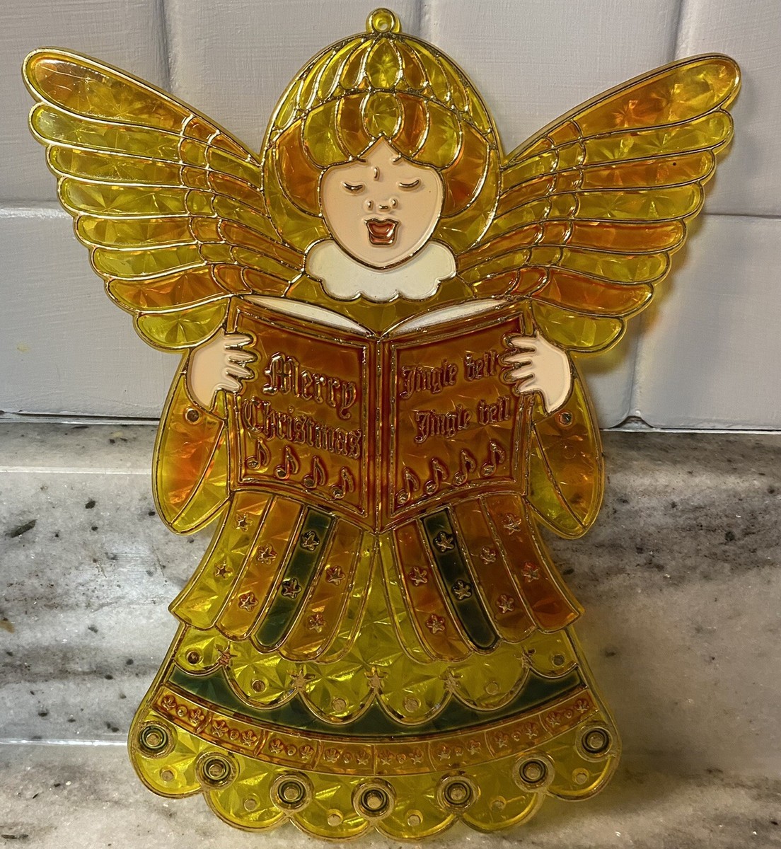 Stained Glass Angels Singing An Angel With A Music Instrument In