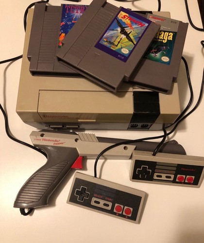 Nintendo NES Console tested with 6 games & controllers duck gun too! | eBay