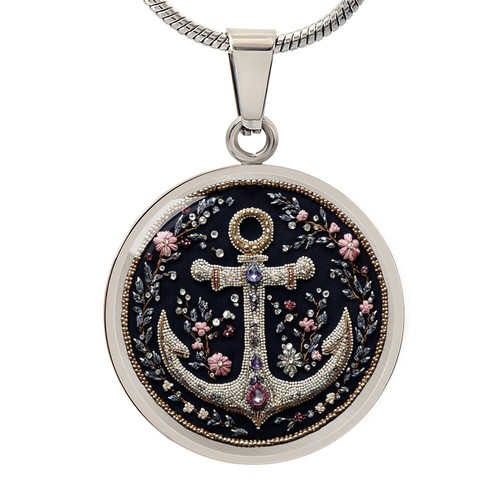 Boho Luxury Flower Anchor Stainless Steel Necklace Artistic Unique ...