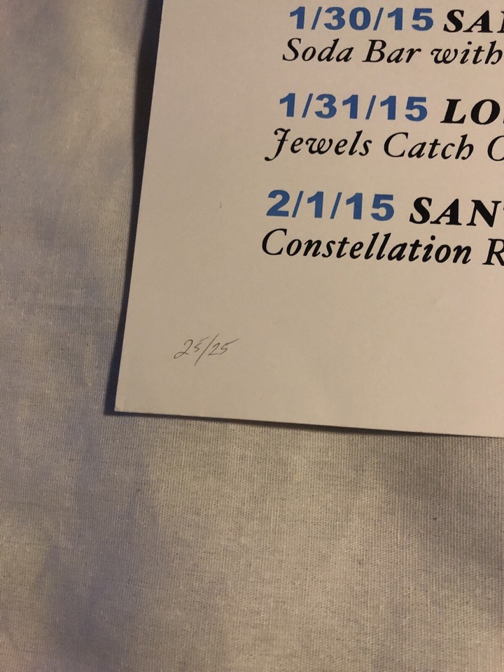 Rare 2015 NOTHING Band Screen print Tour Poster 25/25 Tony Molina Sleep ...