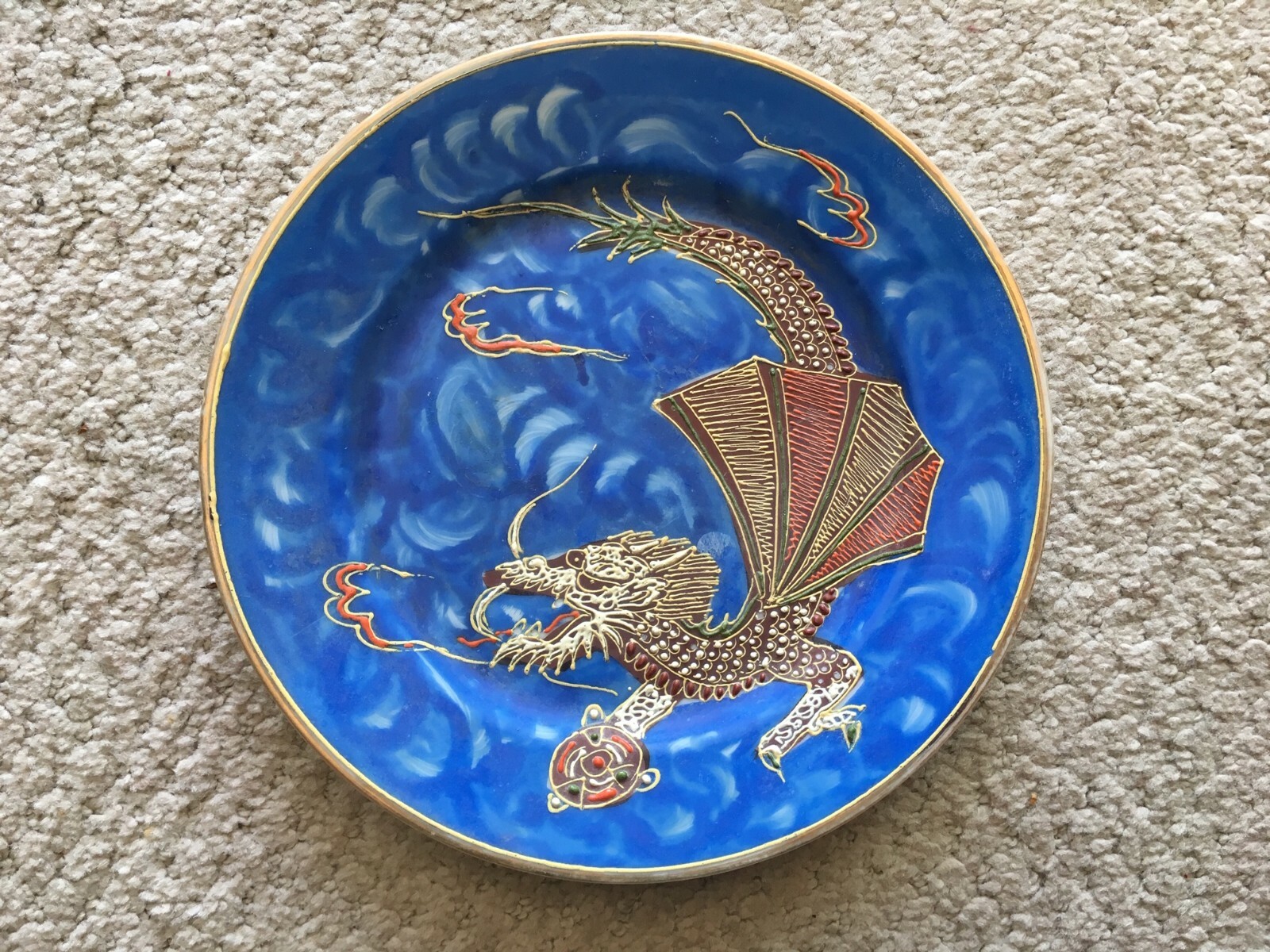 Chinese Blue Porcelain Plate Dragon Design | eBay