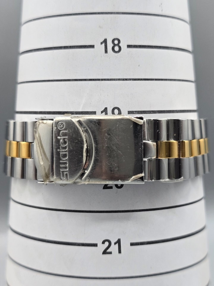 Swatch Irony Gold Bezel Two Tone Men’s Watch Swiss Quartz Stainless ...