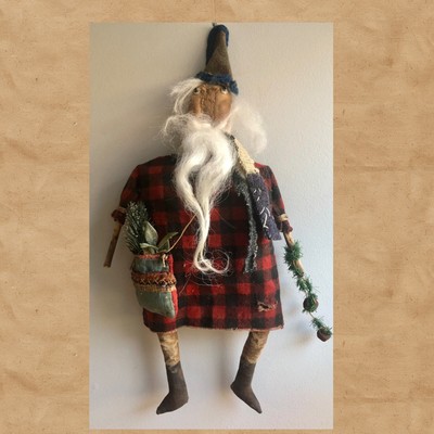 Extreme Primitive~Folkart Handmade Woodland Santa~Christmas~Winter ...