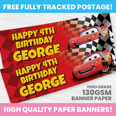 DISNEY CARS PERSONALISED CARS BIRTHDAY CARS BANNER PARTY DECORATION ...