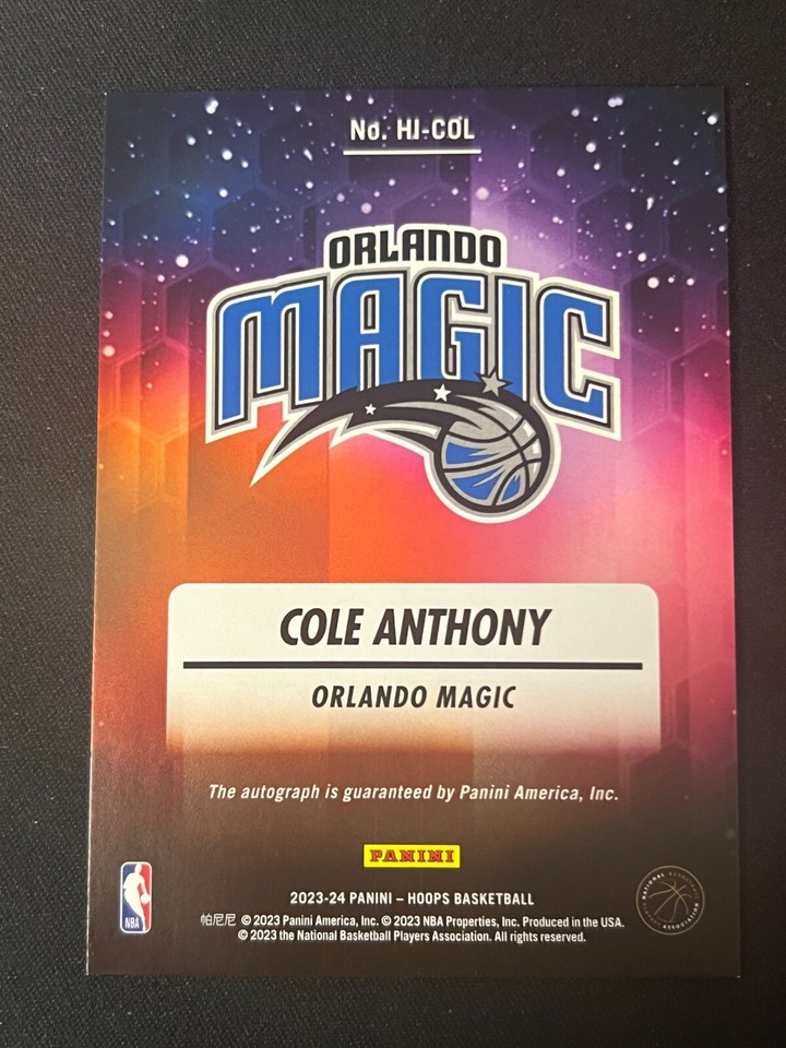 2023-24 NBA Hoops Cole Anthony Hoops Ink Auto HI-COL Orlando Magic | eBay