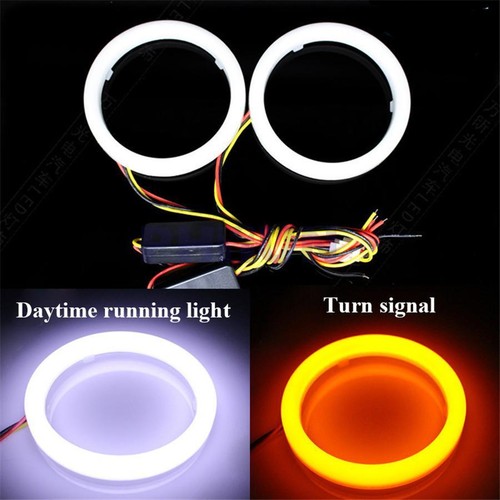 White+Amber DRL Turning Light LED Halo Ring Headlight Angel Eyes Lights ...