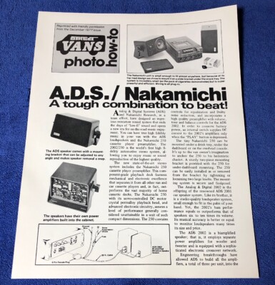 A.D.S./NAKAMICHI STREET VANS HOW-TO ORIGINAL SET-UP GUIDE REVIEW REPRINT M313x | eBay