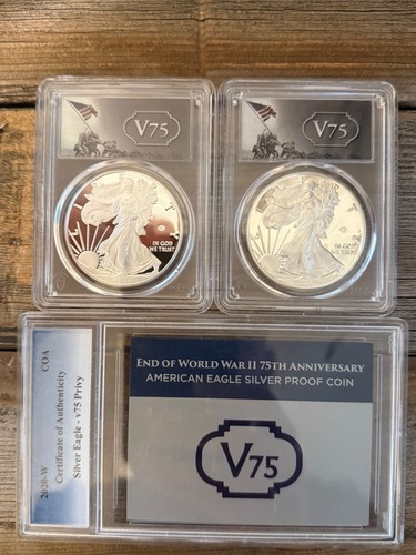 2020-W V75 PRIVY SILVER $1 EAGLE PCGS PR70DCAM / PR69DCAM FIRST STRIKE ...