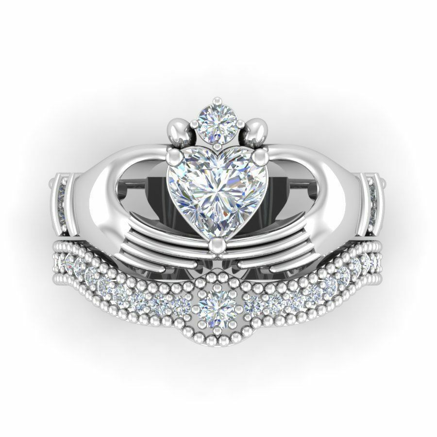 2.52Ct Heart Cut Simulated Diamond 14K White Gold Engagement Cladding ...