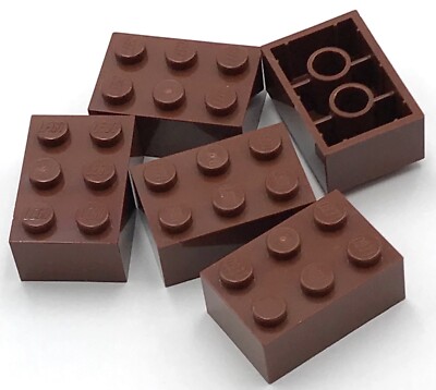 Lego 5 New Reddish Brown Bricks 2 x 3 Stud Pieces | eBay