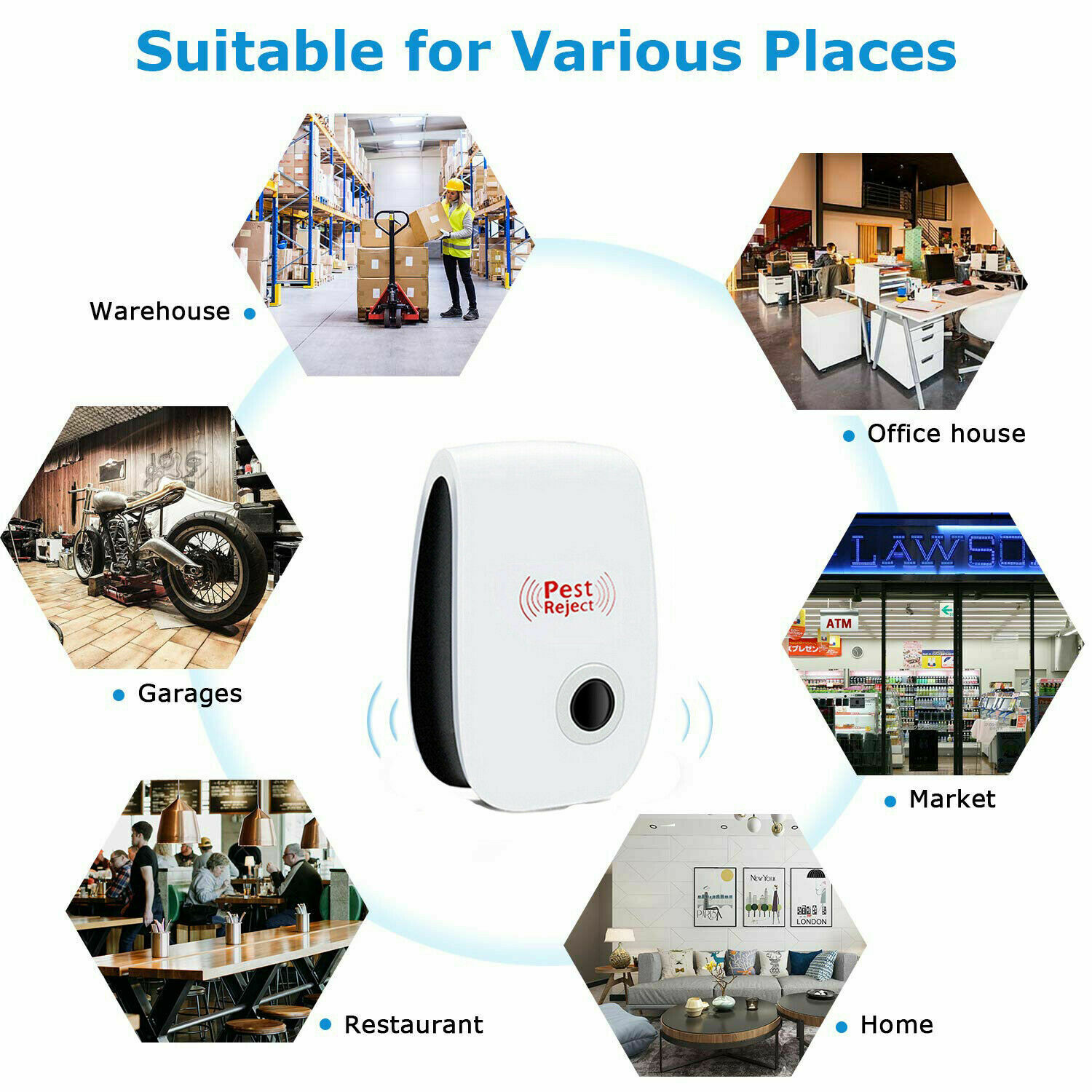 1-6pc Ultrasonic Pest Repeller Control Electronic Repellent Mice Bug ...