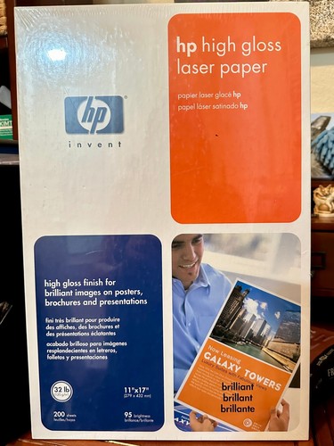 HP High Gloss Laser Paper 11"X17" 95 Brightness 32 Lb 200 sheets ...