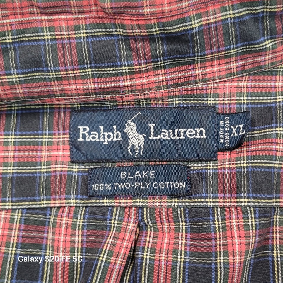 Polo Ralph Lauren Blake Mens XL Plaid Button Down Shirt Red Blue Cotton ...