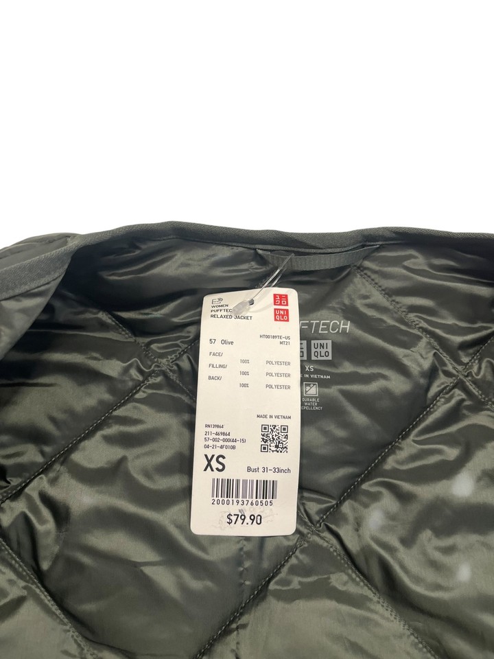 UNIQLO Gray Warm QUILTED PUFF-TECH JACKET Winter Hike Ski Coat Women's ...