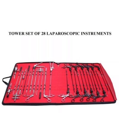 New Tower Set of 28 Laparoscopic Instruments Laparoscopy Instrument Kit ...