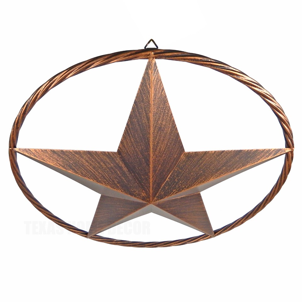 Metal Barn Star with Rope Ring Circle Large Texas Western Brushed ...