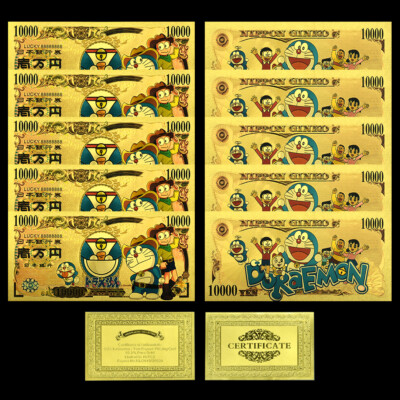 10pcs Doraemon Gold Banknotes Lots Classic Anime 1000 Japanese Yen ...