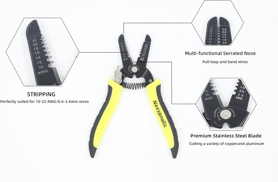 Wire Stripper Tool 10-22AWG, Insulated Micro Wire Pliers & Stripping ...