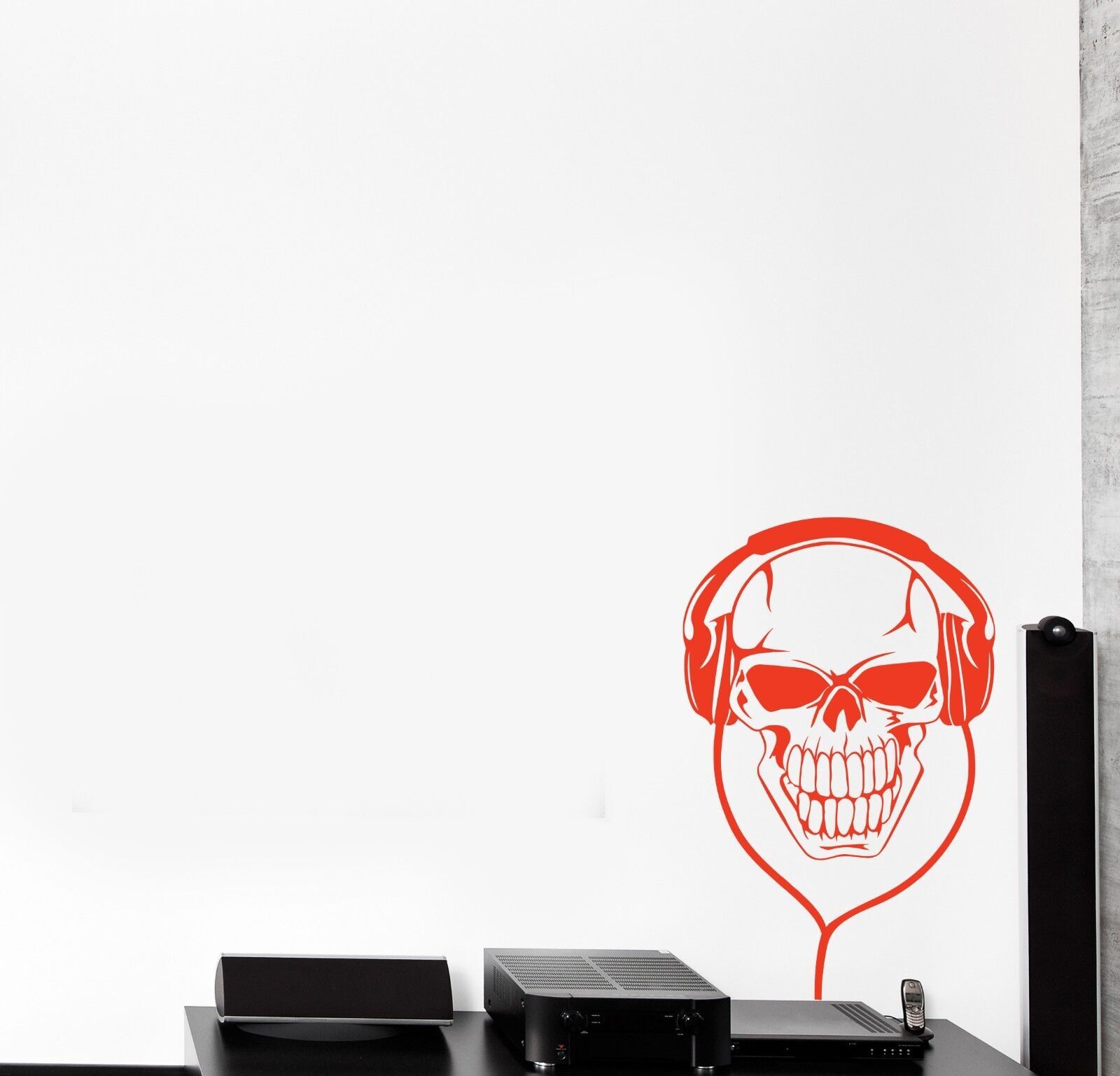 Wall Vinyl Sticker Decal Skull in Headphones Music Notes Decor (z1081 ...