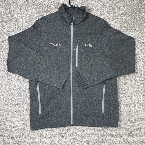 Stio Fleece Sweater Mens Large Jacket Full Zip Gray Knit Hiking Aurinia ...