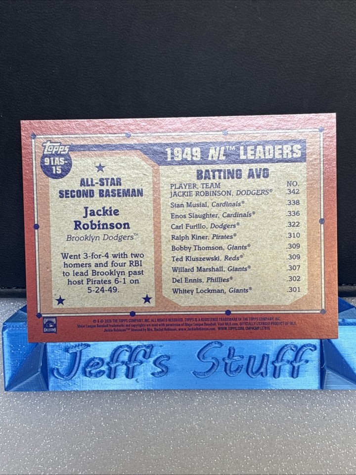 2026 Topps Series 2 #91AS-15 Jackie Robinson Pink 1991 Topps All Star ...