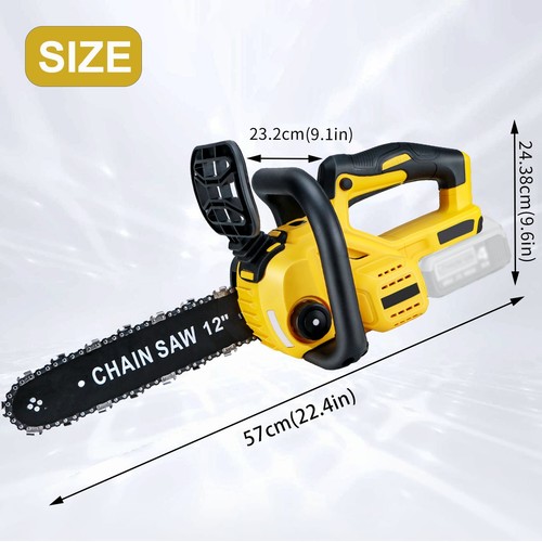 12'' Cordless Chainsaw W/Safety Baffles Brushless Bar For Dewalt 18V ...