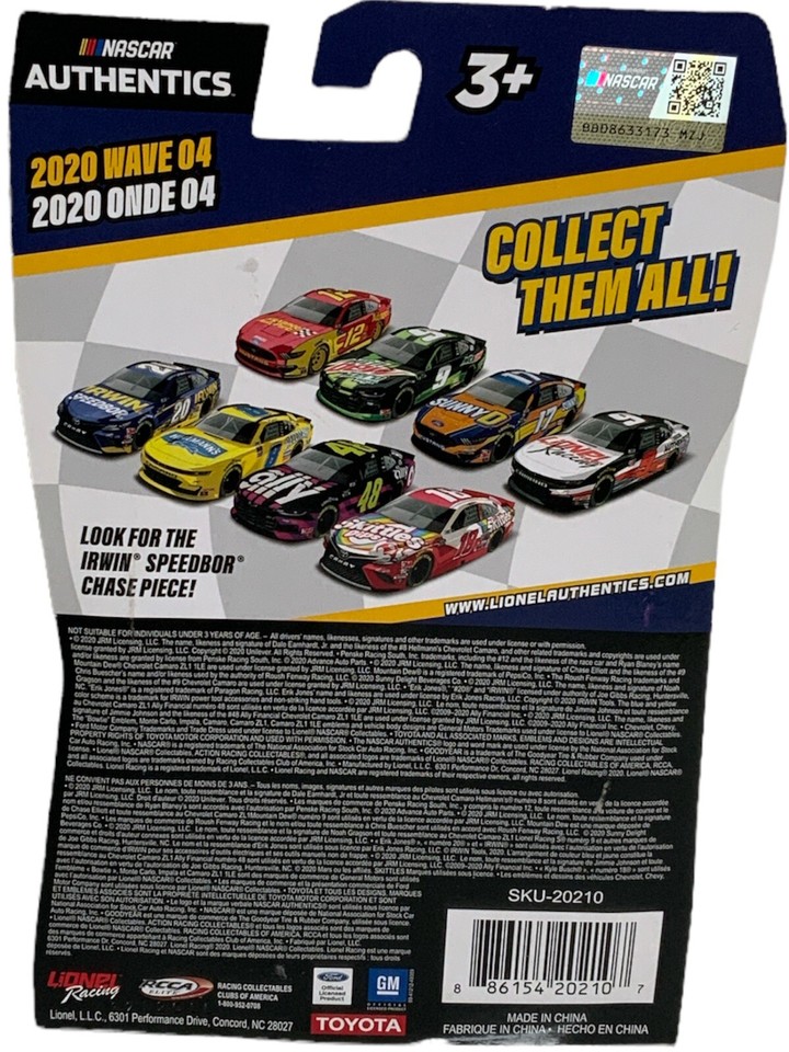 2020 1/64 ERIK JONES IRWIN TOOLS NASCAR AUTHENTICS LIQUID COLOR CHASE ...