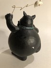 Black Cat Figurine Roly Poly With Ghost On A Wire | eBay