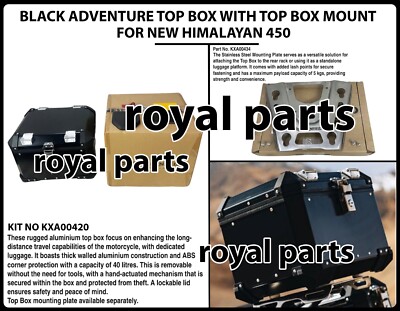 BLACK "ADVENTURE TOP BOX WITH TOP BOX MOUNT" Fit For Royal Enfield ...