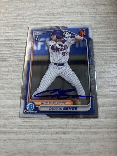 Carson Benge 2024 Bowman Chrome Draft AUTO IP SIGNED 1ST METS #28 | eBay