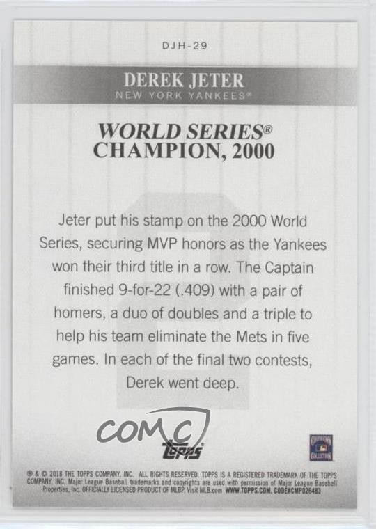 2018 Topps Derek Jeter Highlights Target Blue Derek Jeter #DJH-29 HOF ...