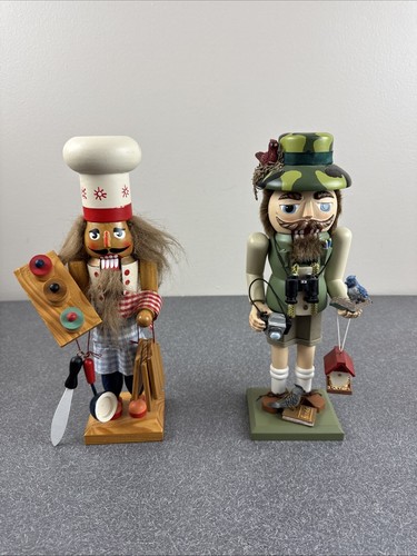 Lot Of 2 Nutcrackers Bird Watcher And Chef Baker 12” Birding | eBay