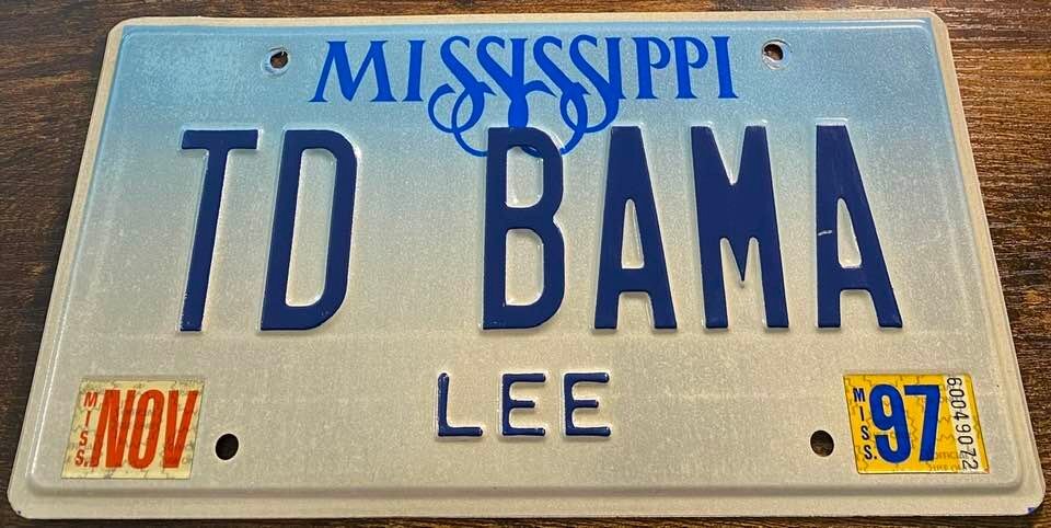 TD BAMA Vanity License Plate Touchdown Alabama University of AL Crimson ...