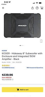 Kicker Hideaway HS8 150W 8" Powered Subwoofer | eBay