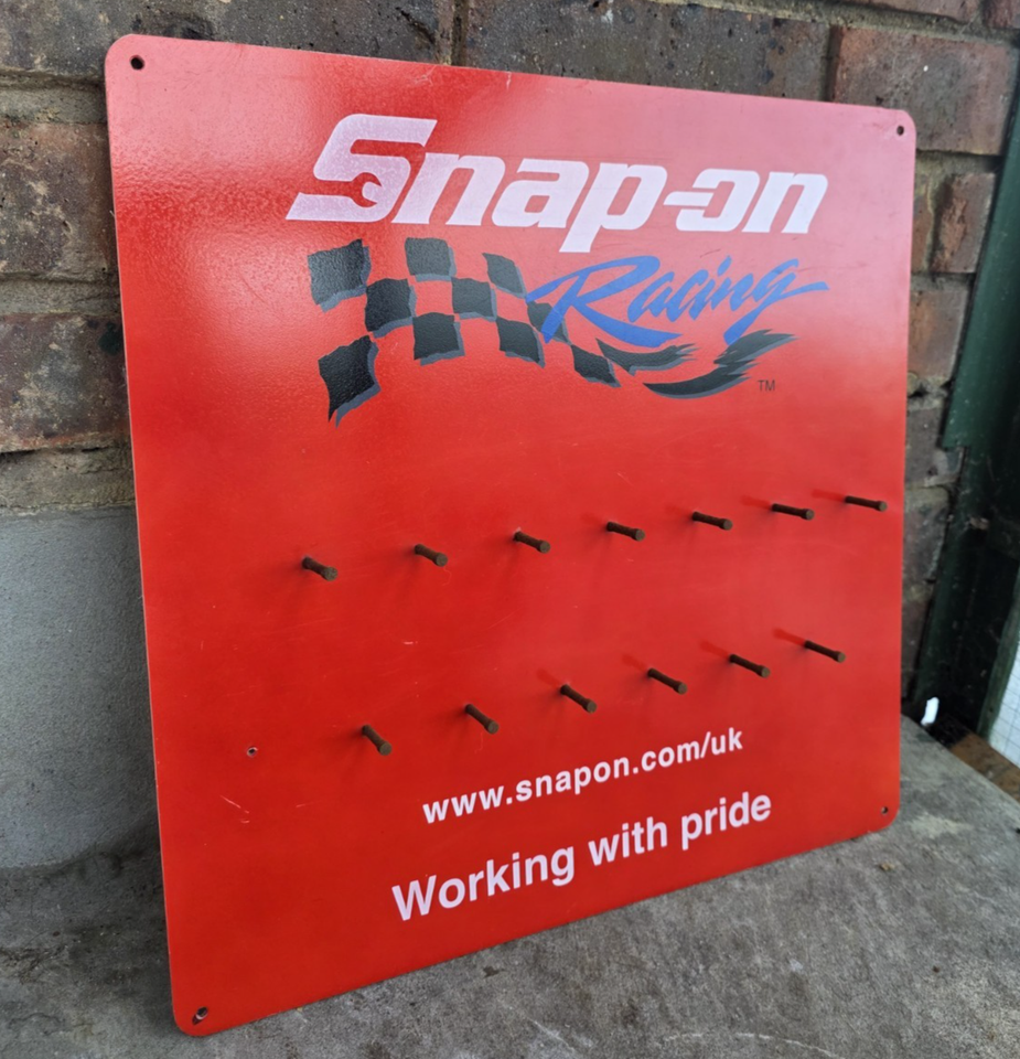 SNAP-ON RACING ADVERTISING SIGN WITH 13 HOOKS FOR HANGING TOOLS | eBay UK