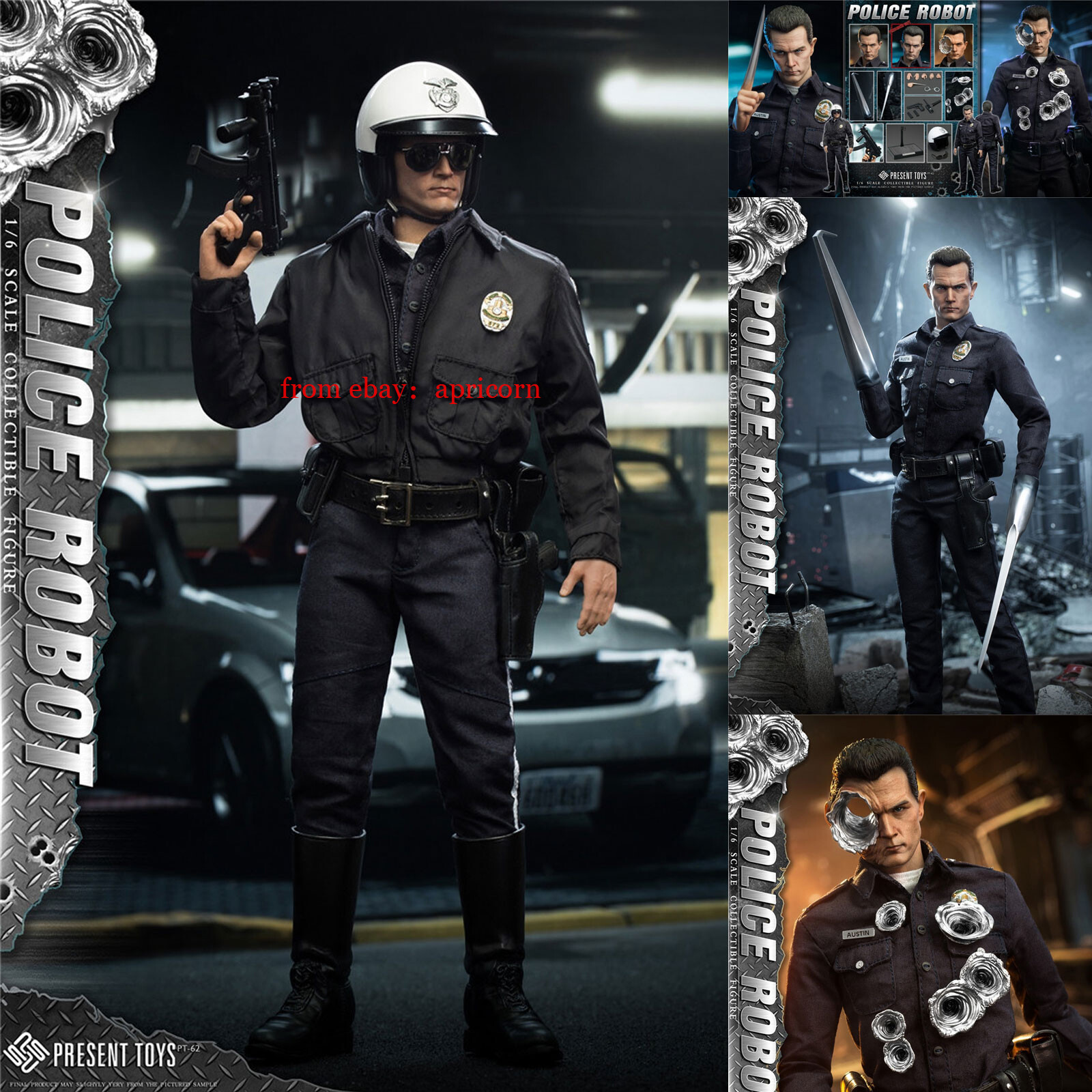 Pre! PRESENT TOY PT-sp62 The Terminator T1000 Collectible 1/6 Action ...