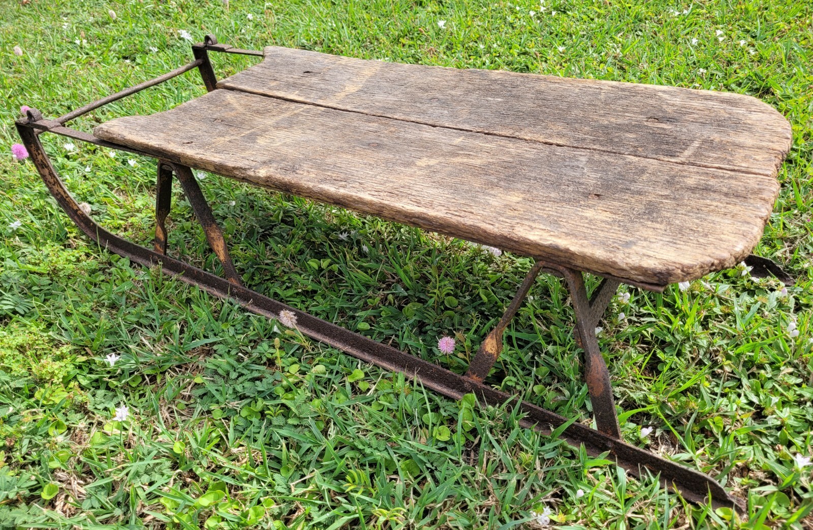 Antique Snow Sled 1900s Early 20th Century Primitive Wood w Wrought ...
