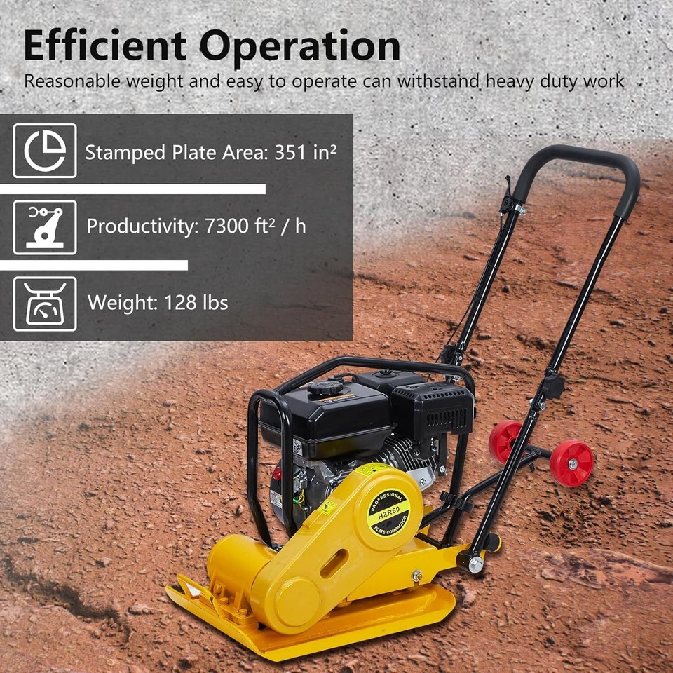 Plate Compactor Plate Tamper 7.0HP Walk-Behind Rammer 212cc Gas Engine ...