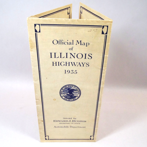 Vintage 1935 ILLINOIS Official SoS Highway Road Map Color Graphics | eBay