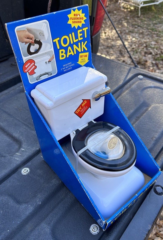 Vintage 1994 Fun-Damental Too Toilet Bank Piggy Bank With Flush Sound ...