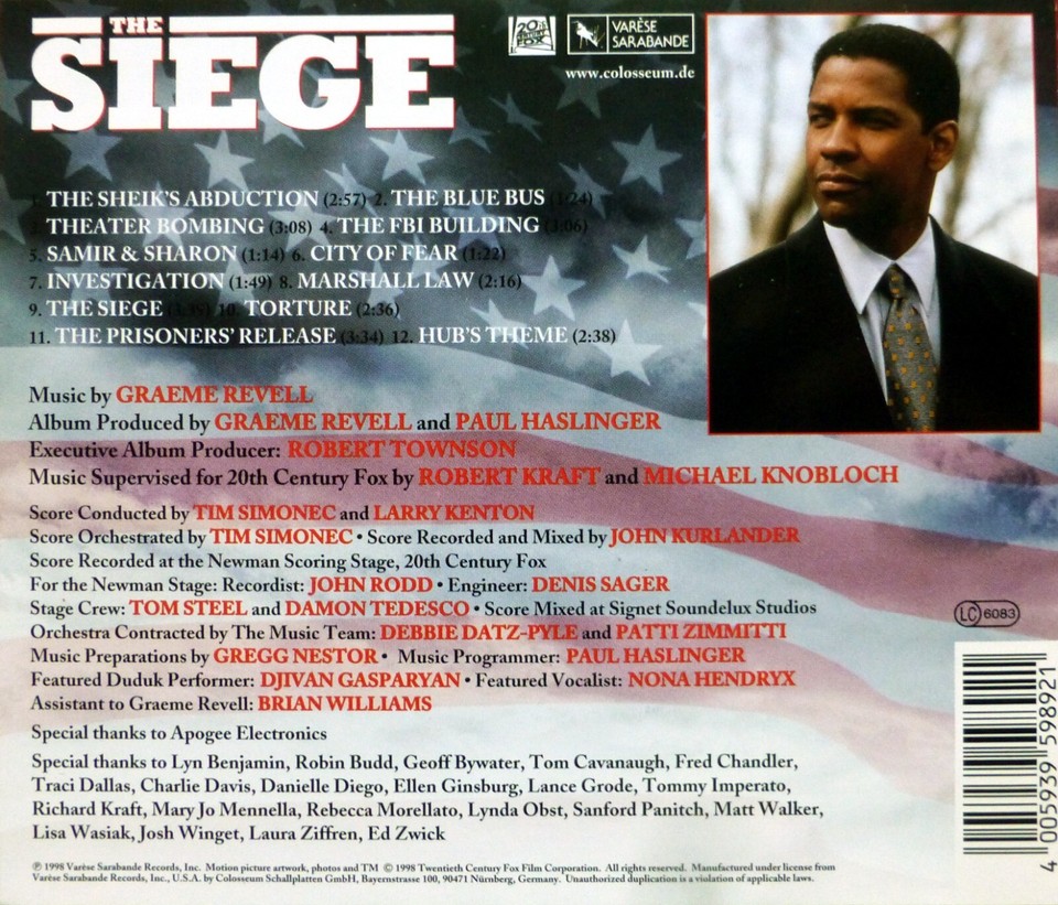 The Siege (Ausnahmezustand) - Original Soundtrack Score OST CD, Graeme ...