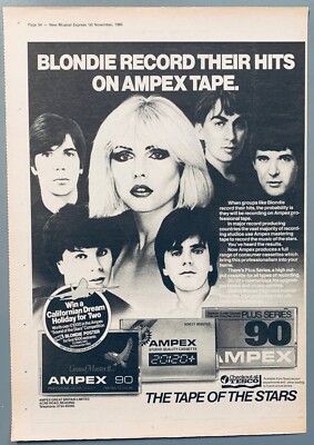 BLONDIE vintage 1980 UK POSTER ADVERT AMPEX CASSETTE TAPES Debbie Harry ...