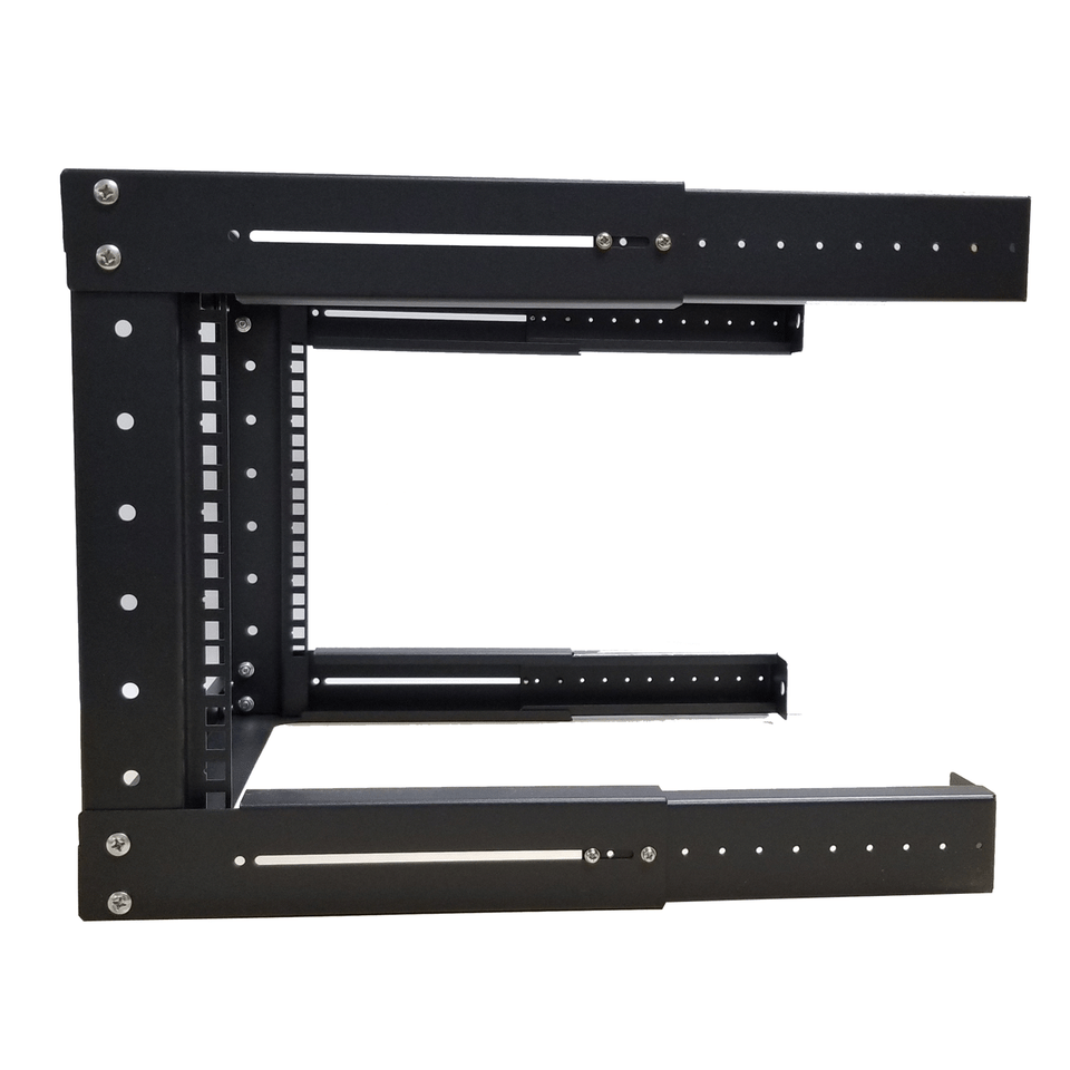6U Open Frame Rack Expandable upto 19.5" Deep 4-Post Wall Mount Network ...